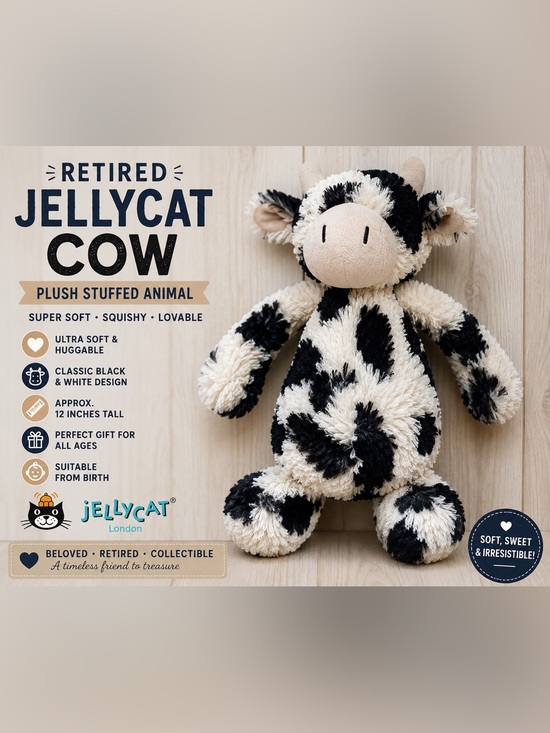 Jellycat | Toys | Retired Jellycat Cow Plush Stuffed Animal Black White ...